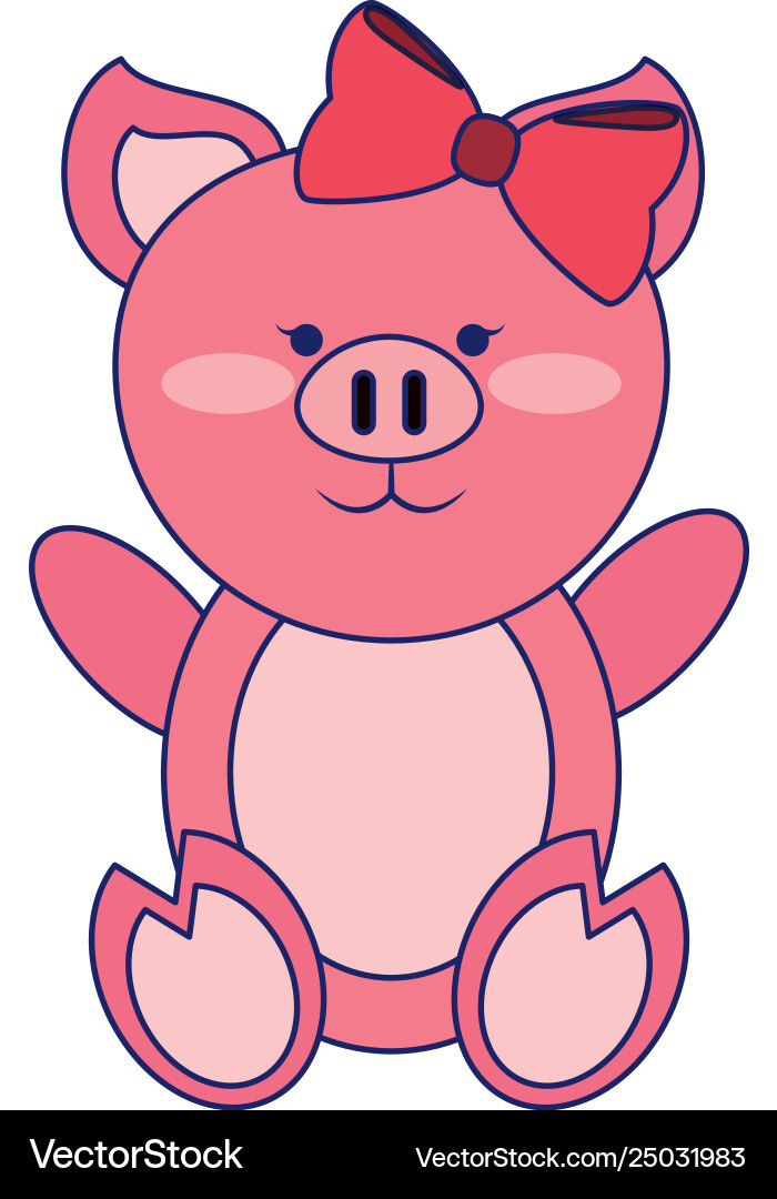 Pig cute animal blue lines Royalty Free Vector Image