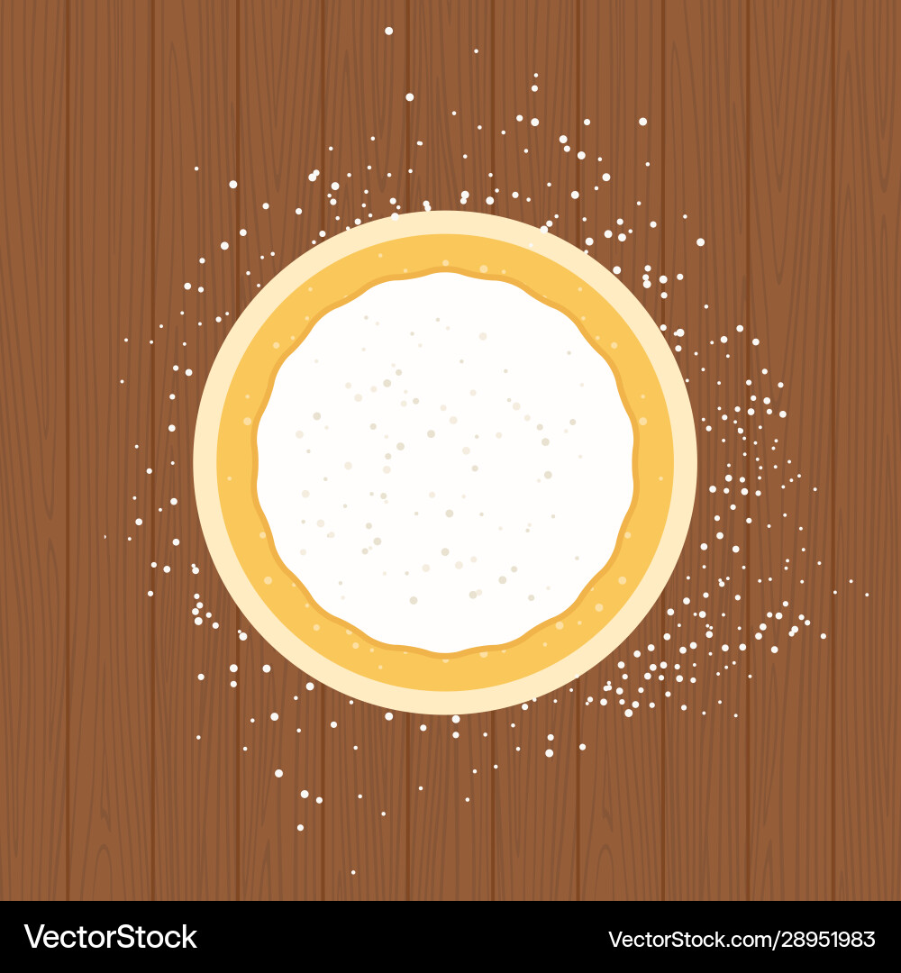 Pizza dough on a wooden surface flat isolated Vector Image