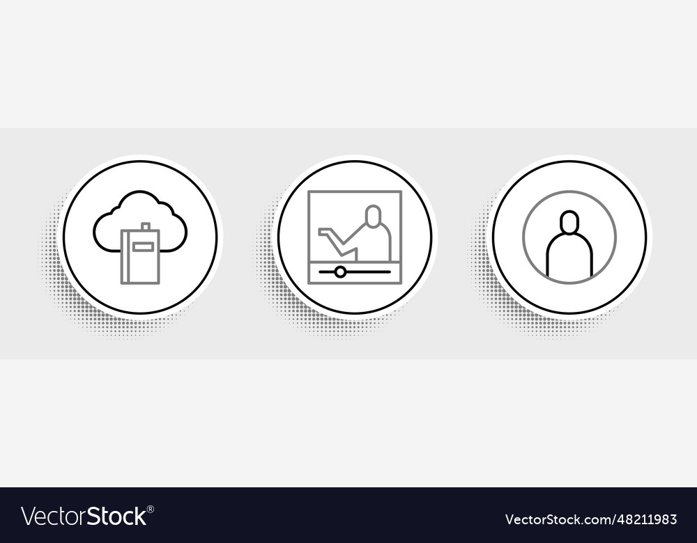 Set Line Create Account Screen Cloud Or Online Vector Image