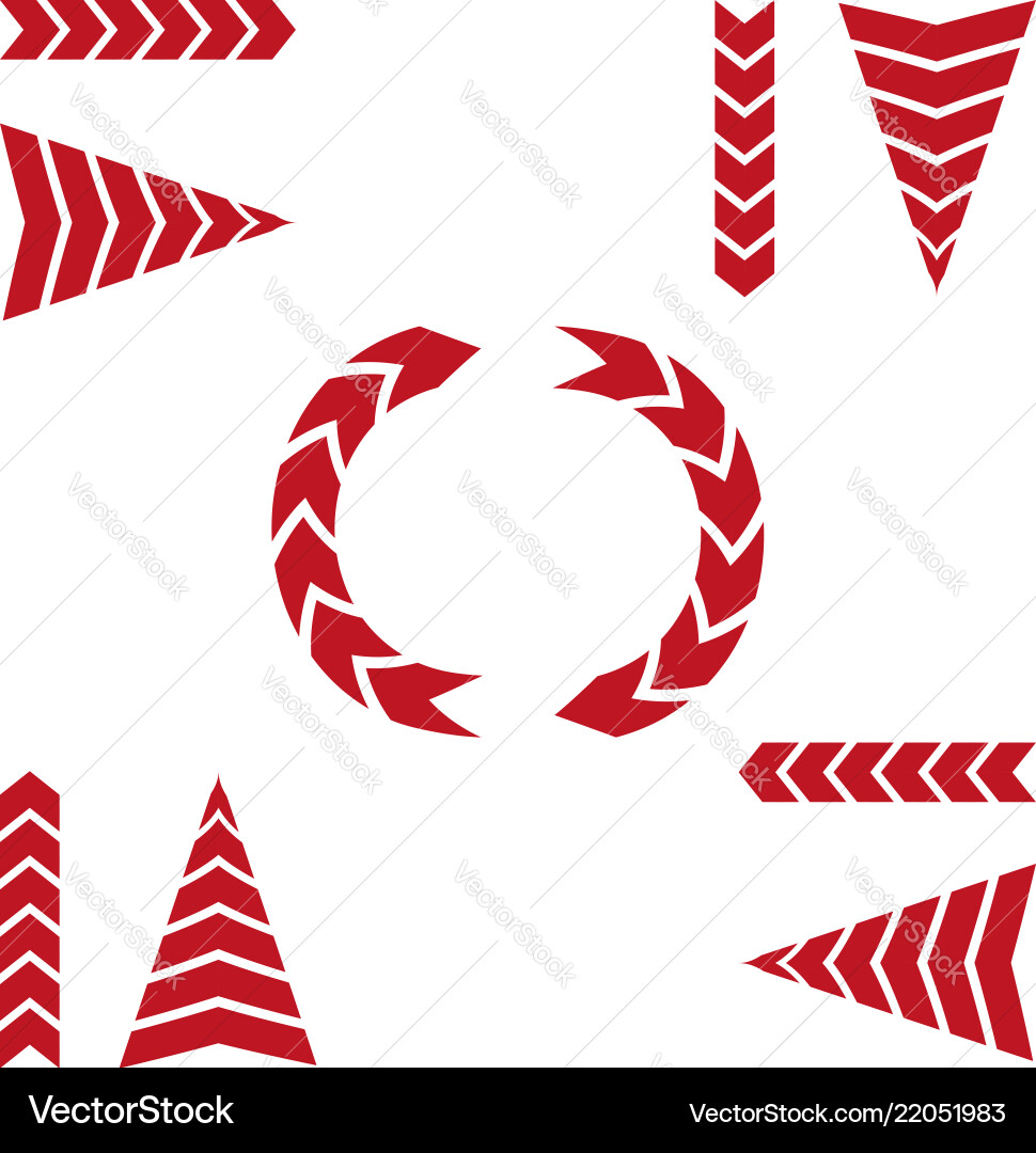 Set of red arrows on white background Royalty Free Vector