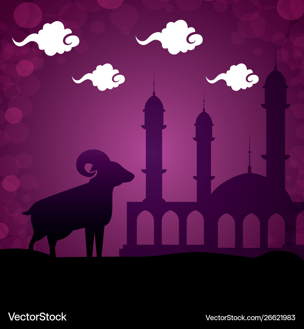 Sheep xalda sacrifice with clouds and traditional Vector Image
