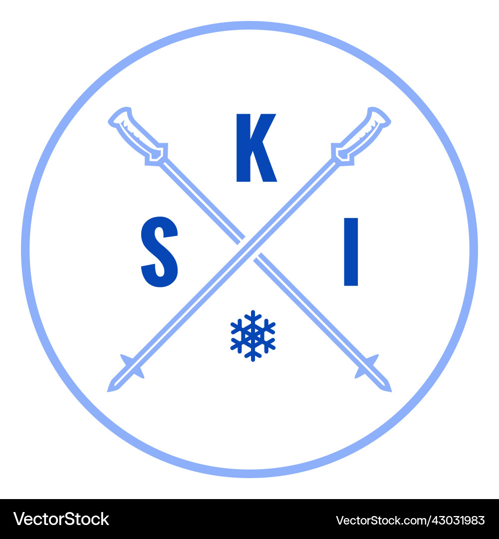 Ski poles badge Royalty Free Vector Image - VectorStock