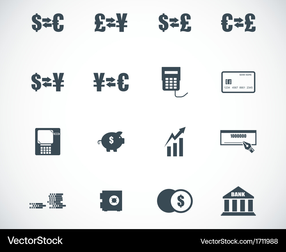 Black bank icons set Royalty Free Vector Image