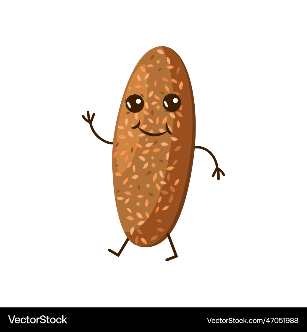 Cute bread with sesame cartoon character Vector Image