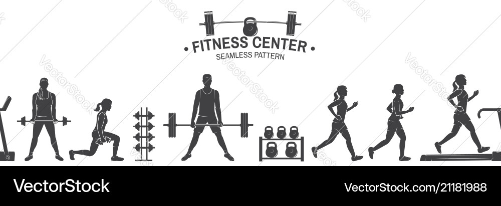 Fitness club seamless pattern or background Vector Image