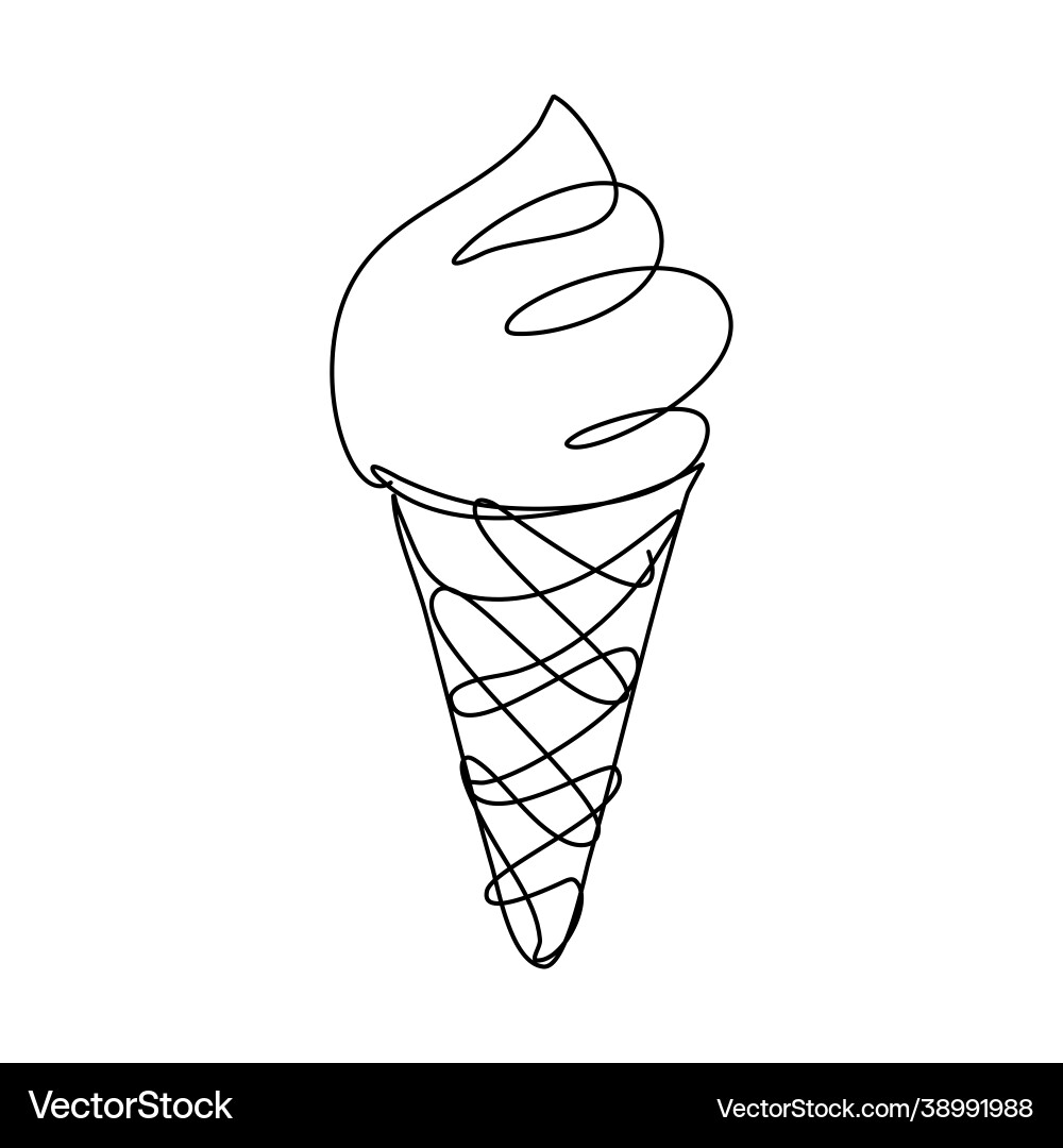 Ice cream made in continuous line art style Vector Image