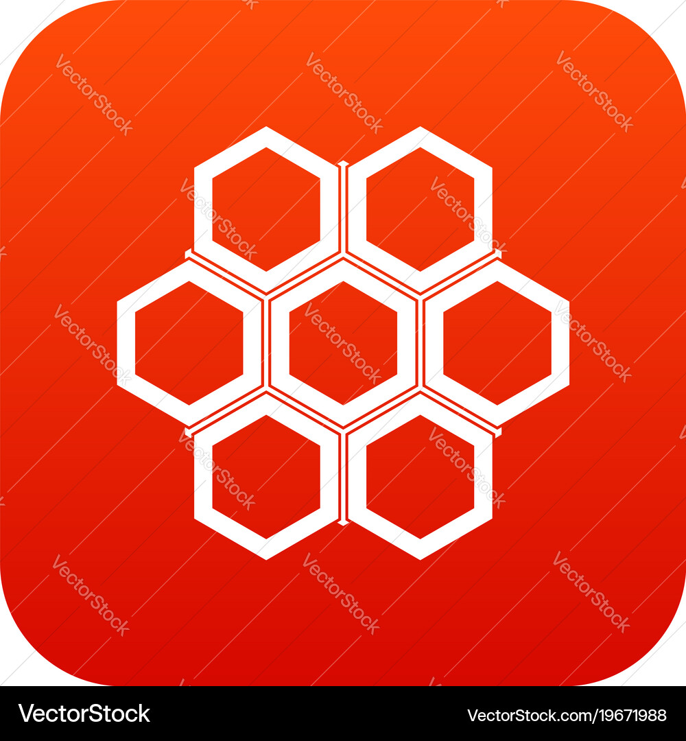 Little honeycomb icon digital red Royalty Free Vector Image