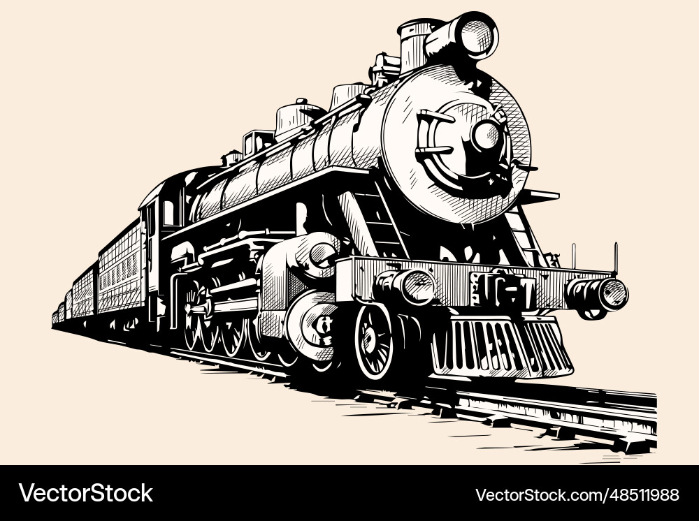Old steam locomotive Royalty Free Vector Image
