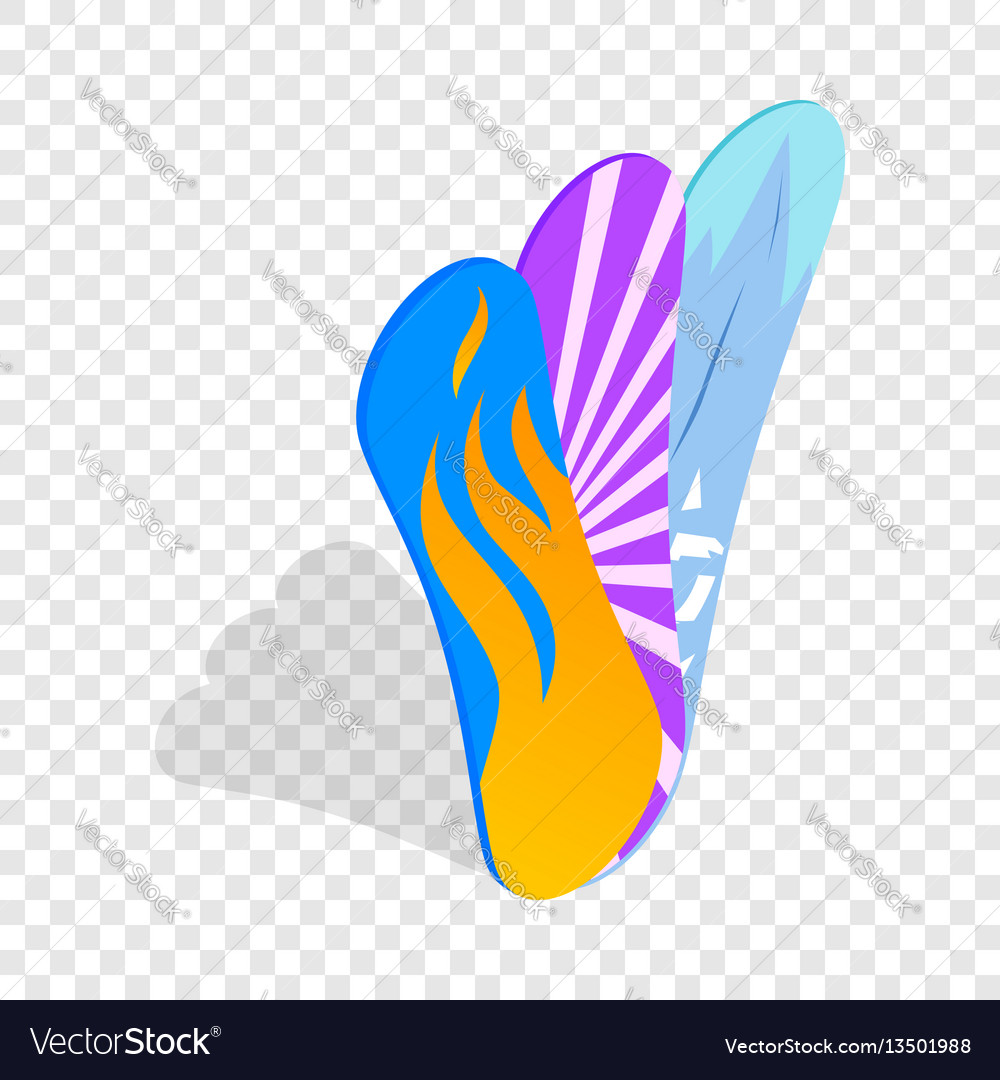 Snowboard sport boards isometric icon Royalty Free Vector