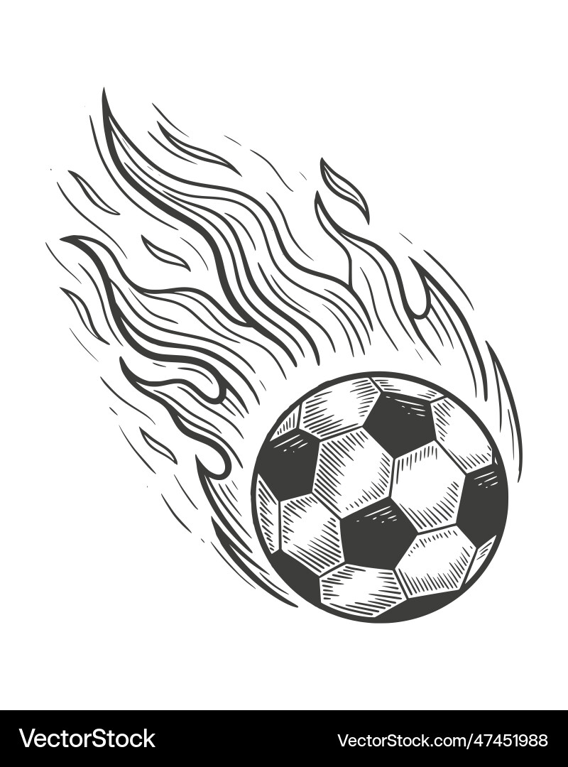Soccer ball vintage drawing Royalty Free Vector Image