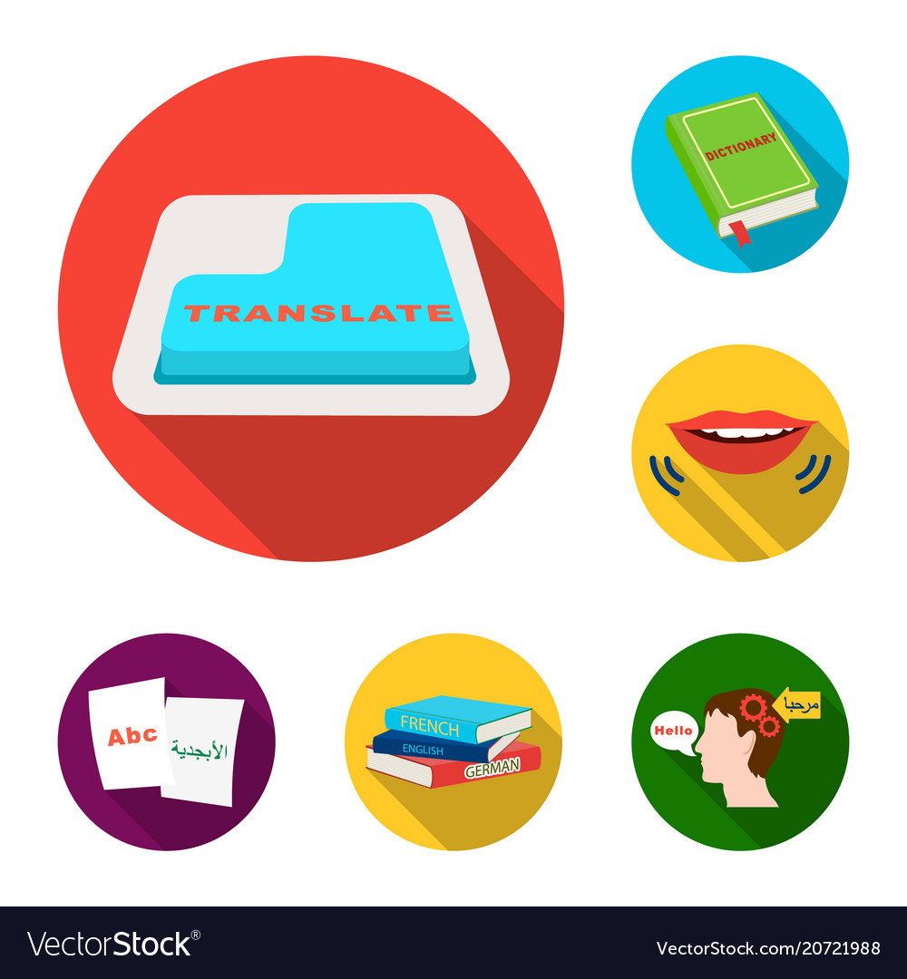 Translator and linguist flat icons in set Vector Image