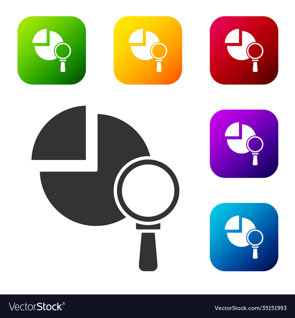 Black magnifying glass and data analysis icon Vector Image