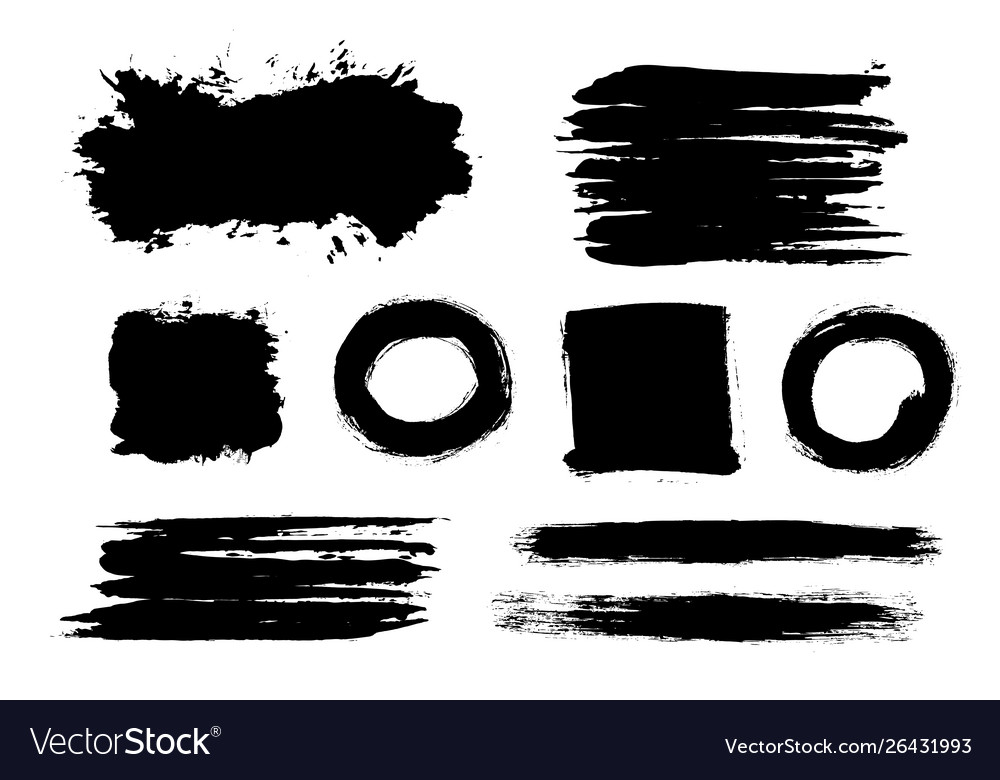 Brush strokes paintbrush set grunge Royalty Free Vector