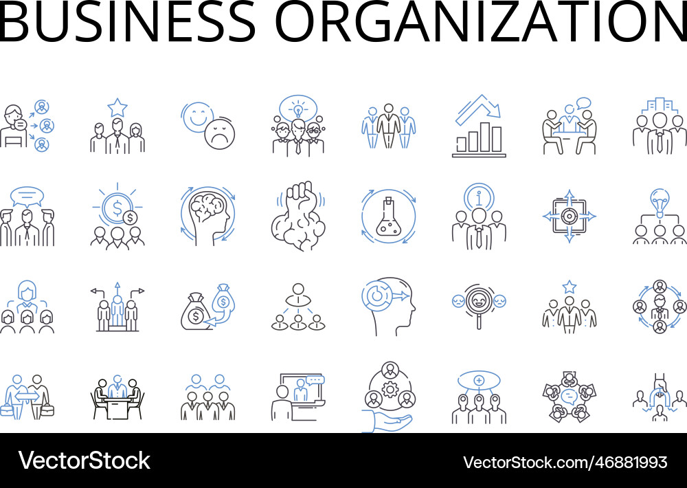 Business organization line icons collection Vector Image