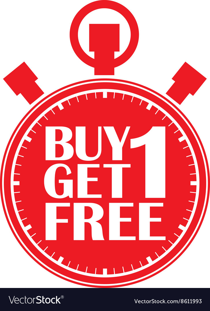 Buy 1 get 1 free red stopwatch Royalty Free Vector Image Buy 1 get 1 free red stopwatch Royalty Free Vector Image