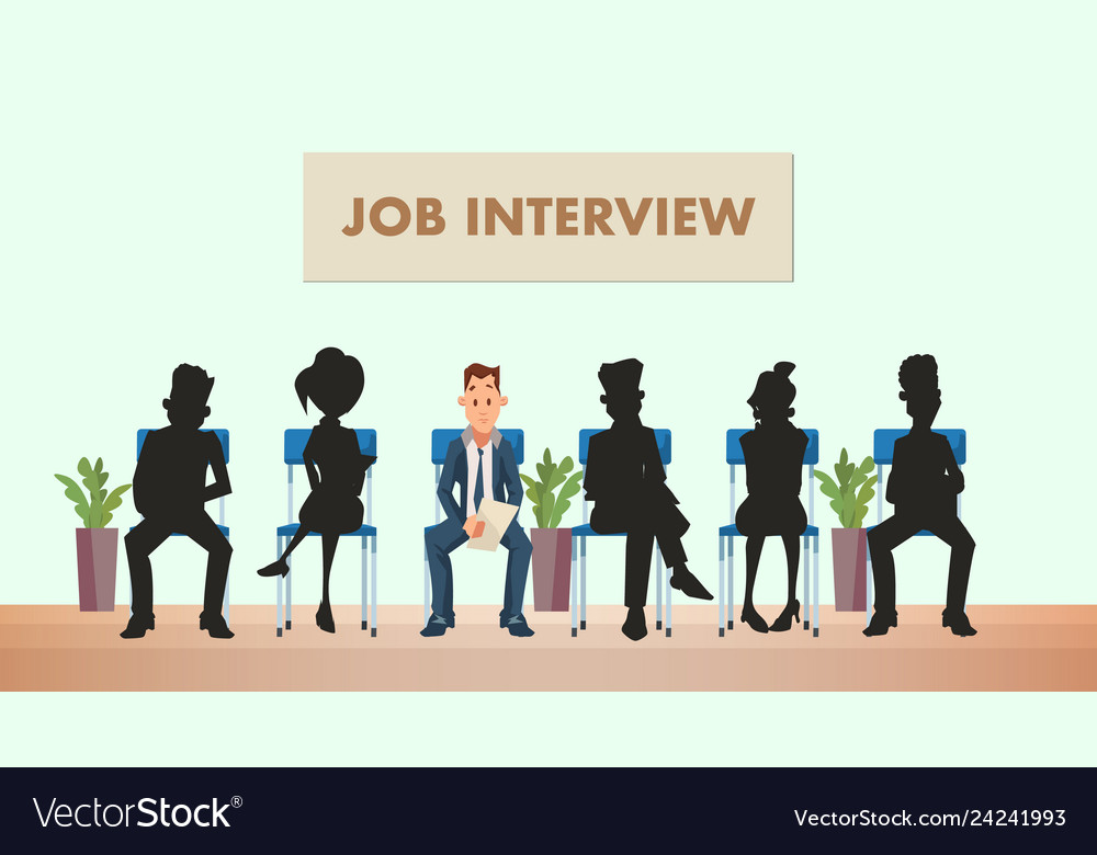 Candidate shadow in queue wait for job interview Vector Image
