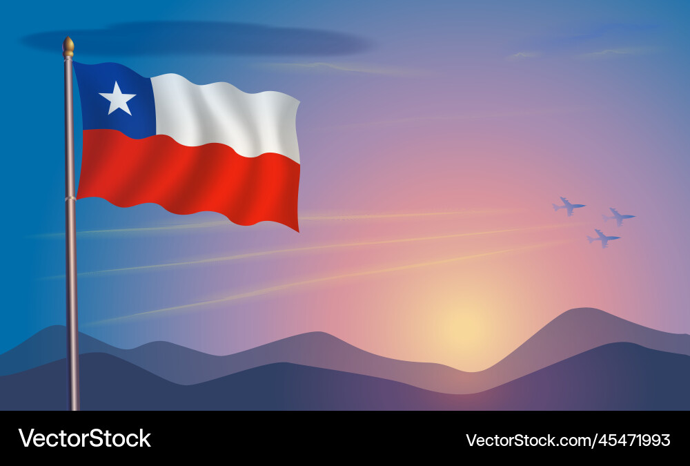 Chile flag in the morning sun Royalty Free Vector Image