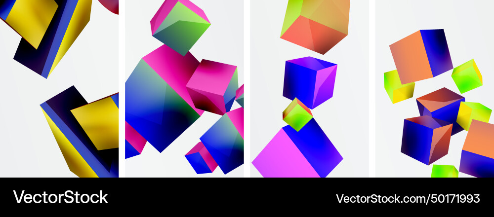 Composition of 3d cubes and other geometric Vector Image