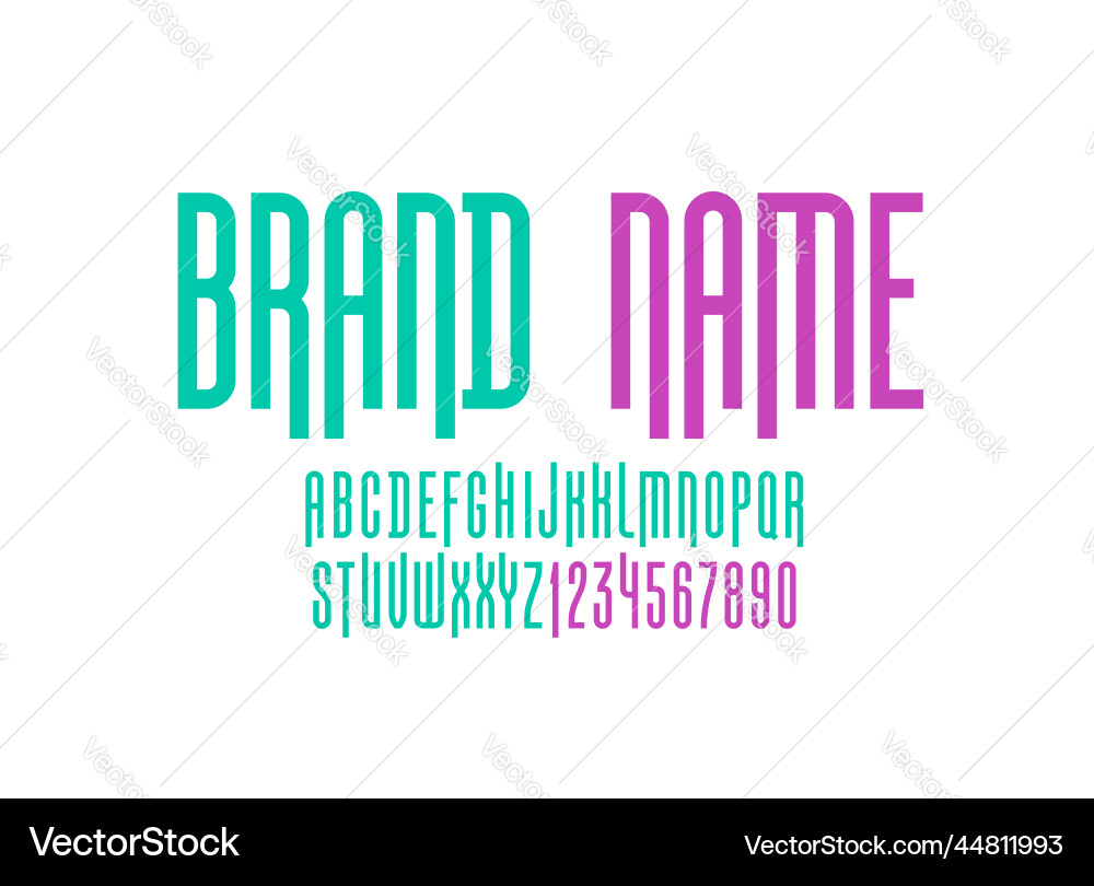 Condensed font narrow abstract alphabet Royalty Free Vector