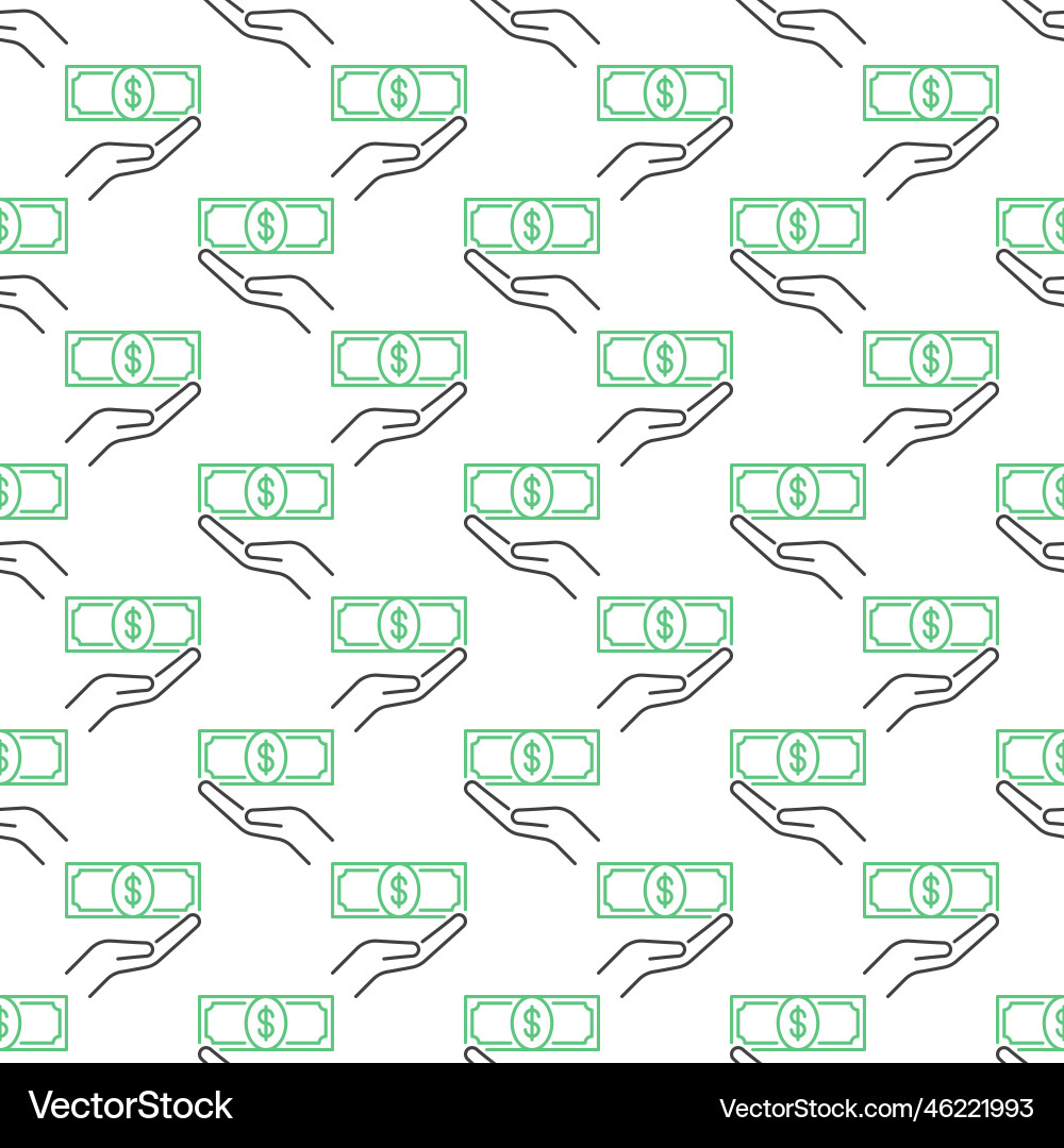 Dollar banknote in hand concept line seamless Vector Image