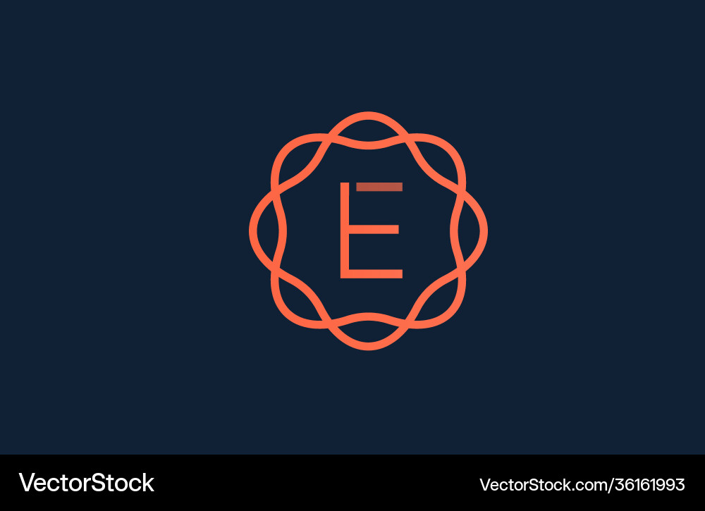 E orange monogram floral alphabet letter logo Vector Image