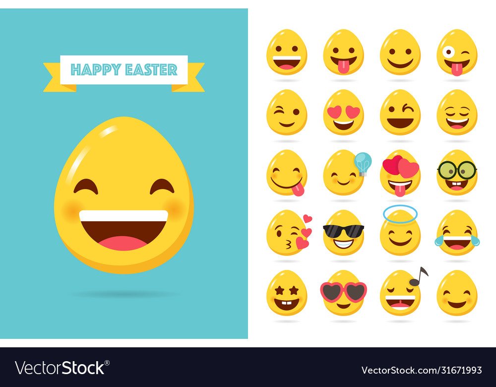 Easter emoticons egg emoji in flat style Vector Image