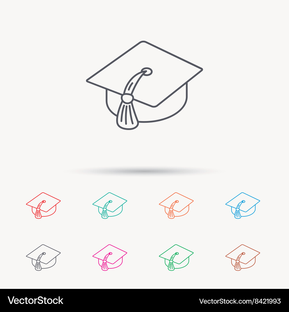 Graduation cap icon diploma ceremony sign Vector Image