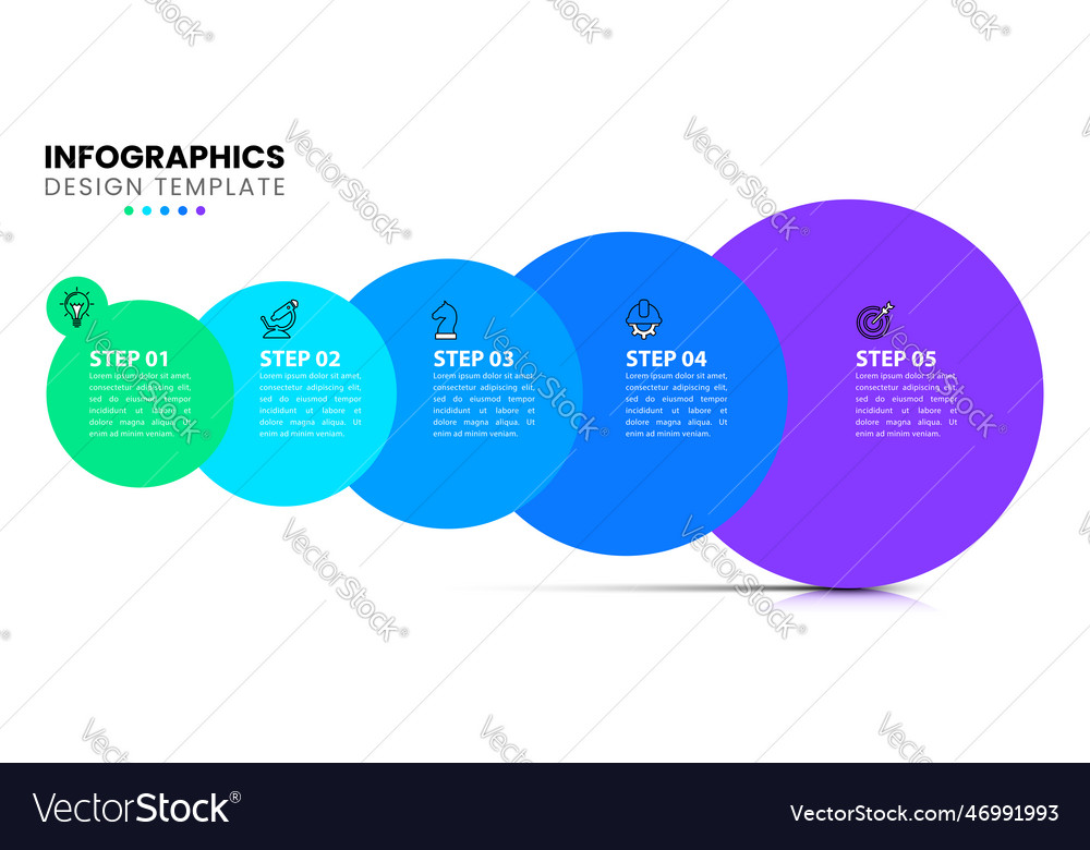 Infographic template growing circles with 5 steps Vector Image
