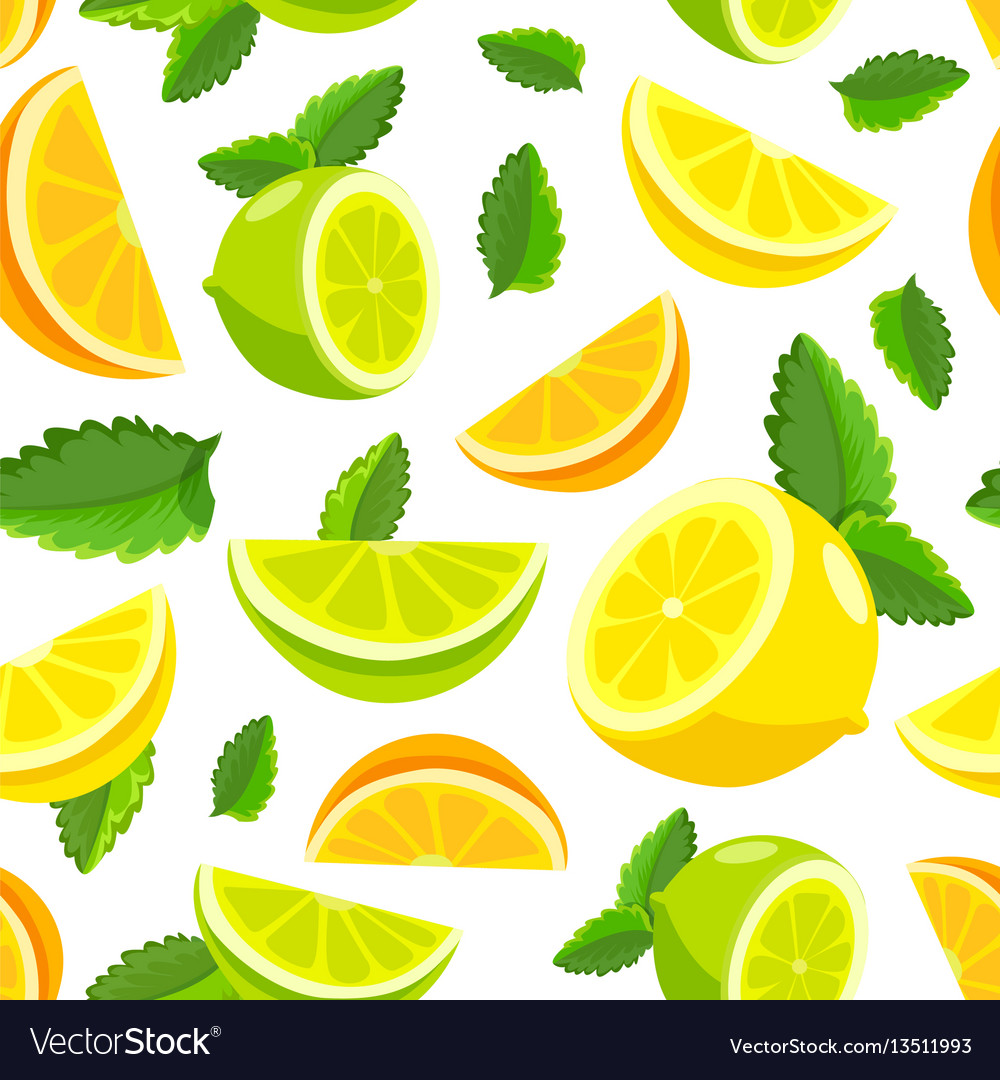 Lemon and lime lemonade seamless pattern Vector Image