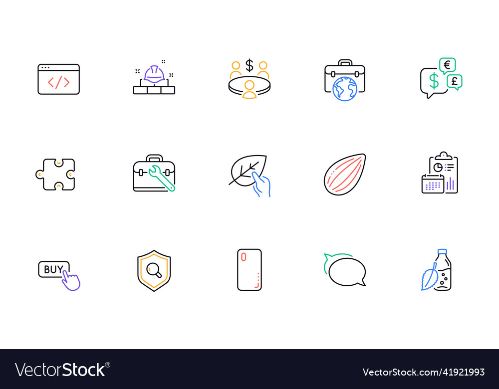 Meeting seo script and talk bubble line icons Vector Image