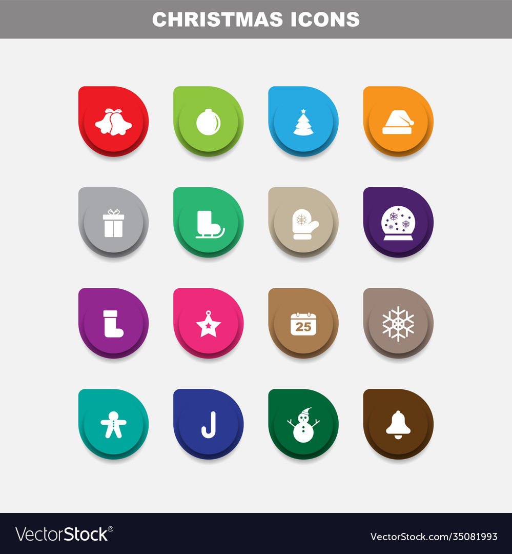 Merry christmas flat design icon set Royalty Free Vector