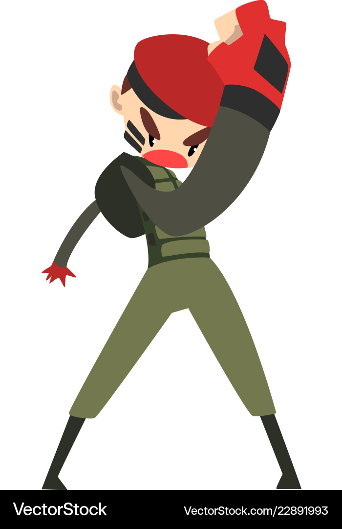 Military man fighting soldier character Royalty Free Vector