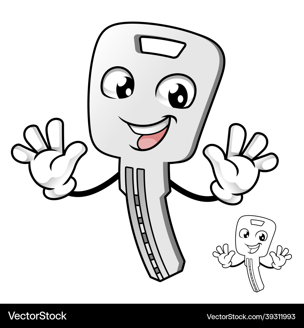 Modern key waving his hands with line art drawing Vector Image