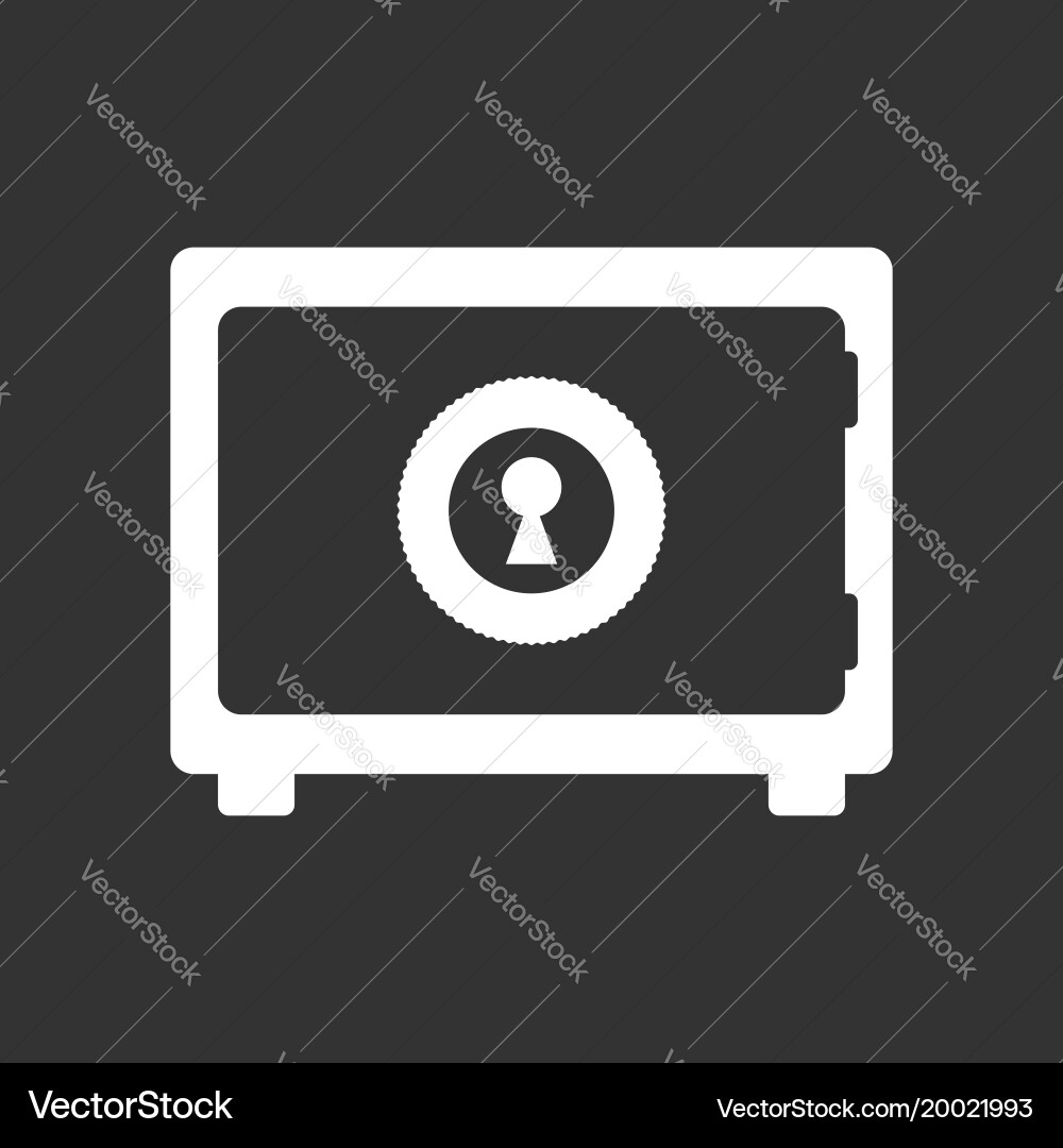 Money safe icon in flat style on black background Vector Image
