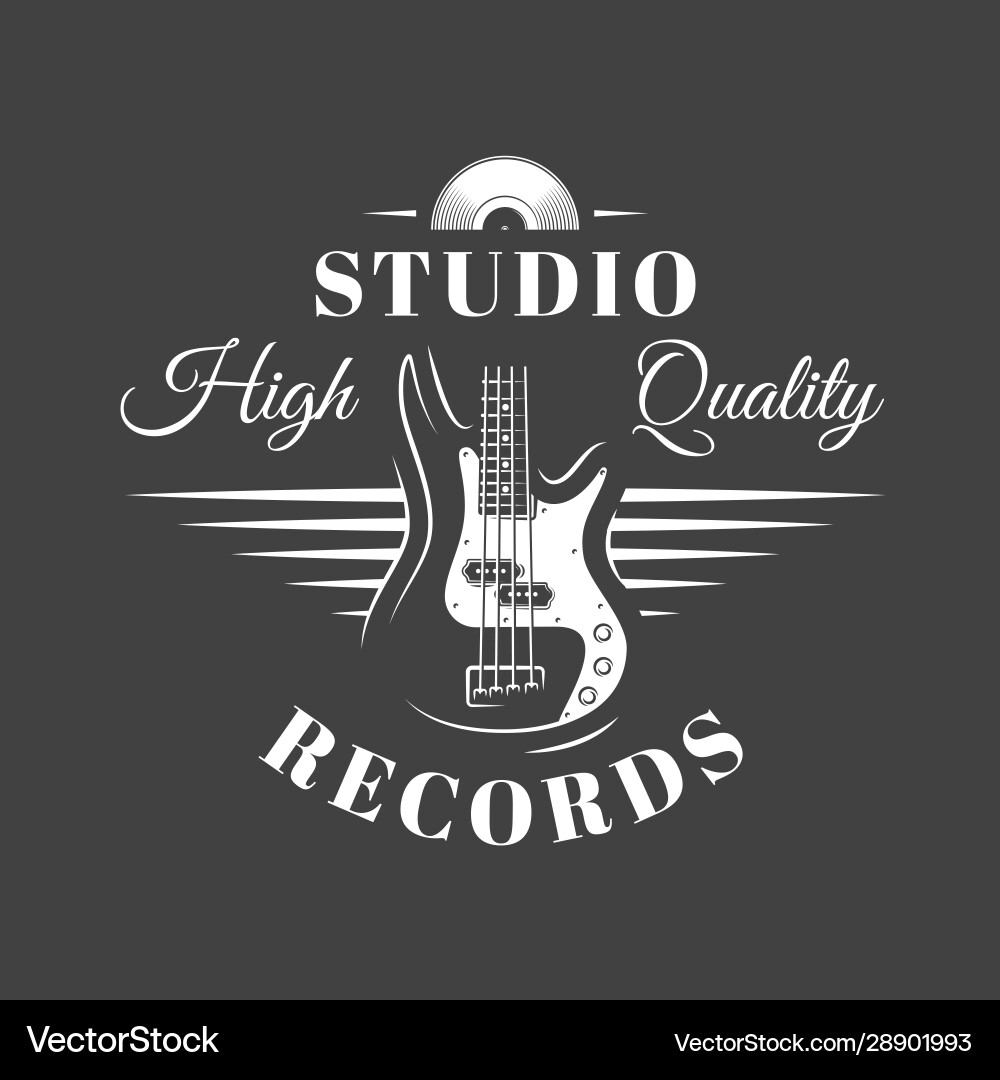 Music label isolated on black background Vector Image
