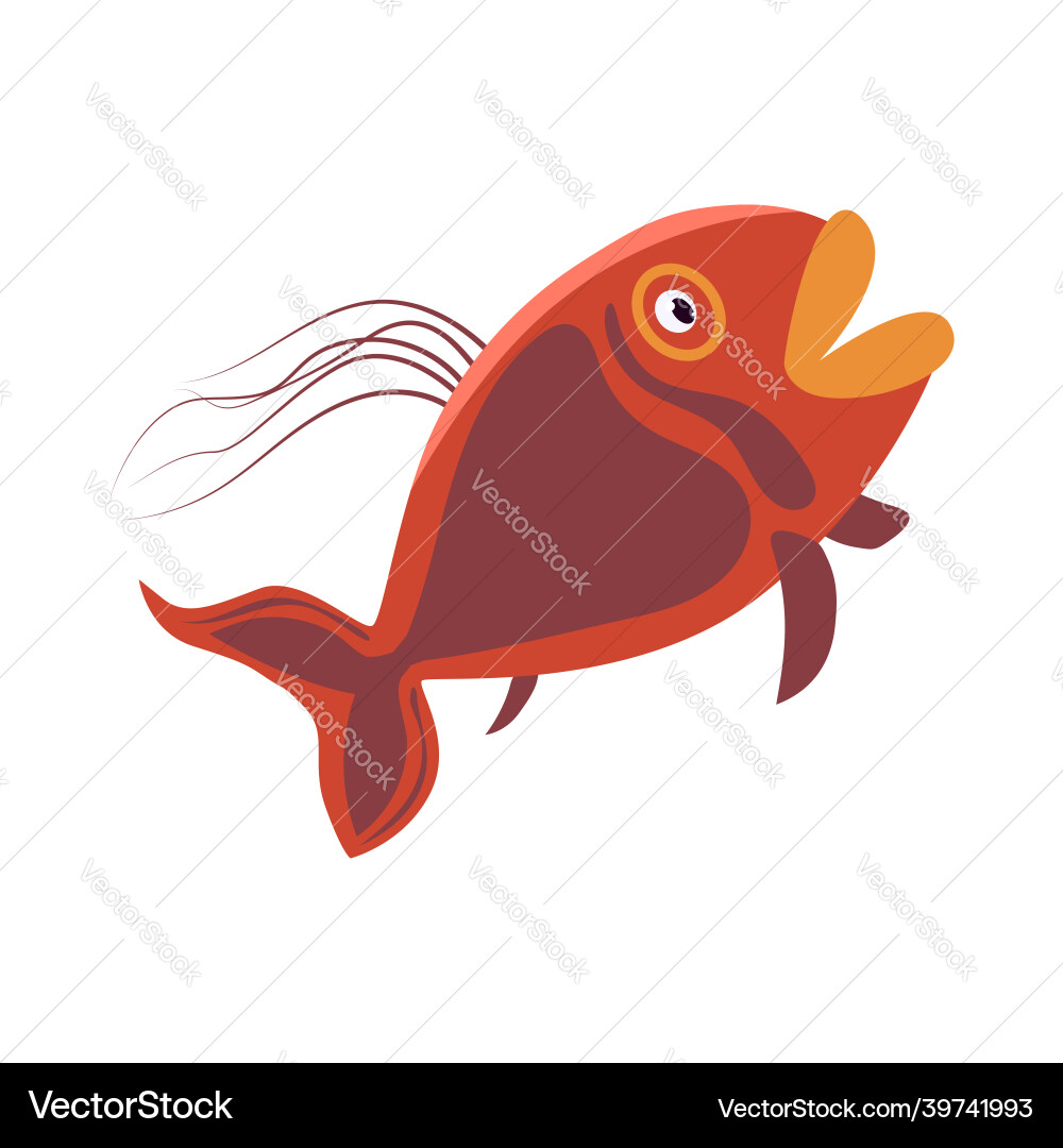 Red fish with big lips isolated on white flexible Vector Image