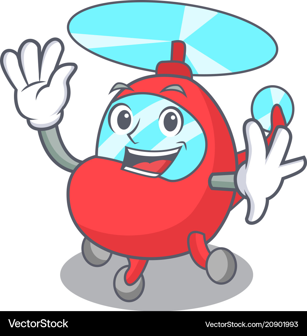 Waving helicopter character cartoon style Vector Image