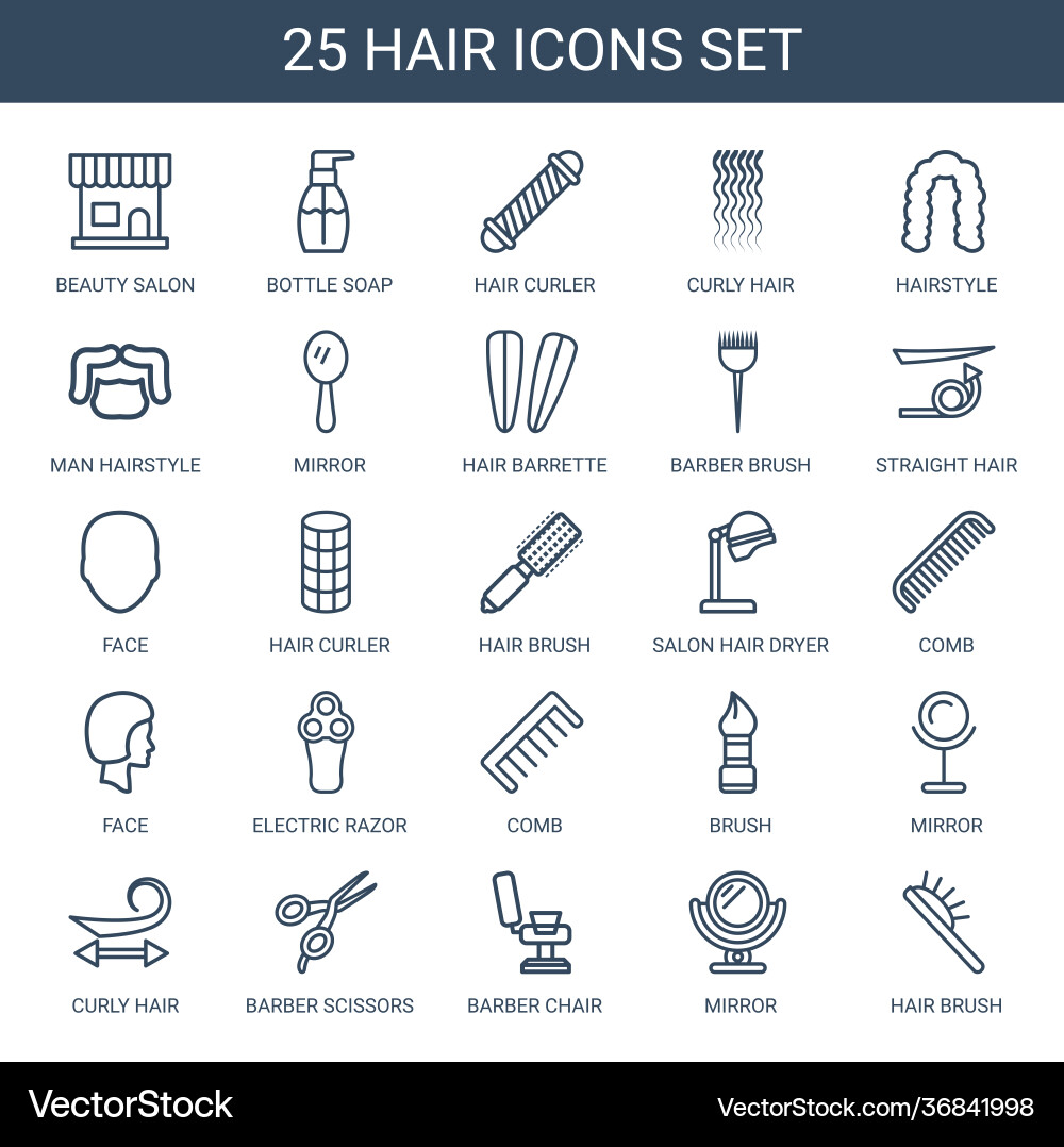 25 hair icons Royalty Free Vector Image - VectorStock