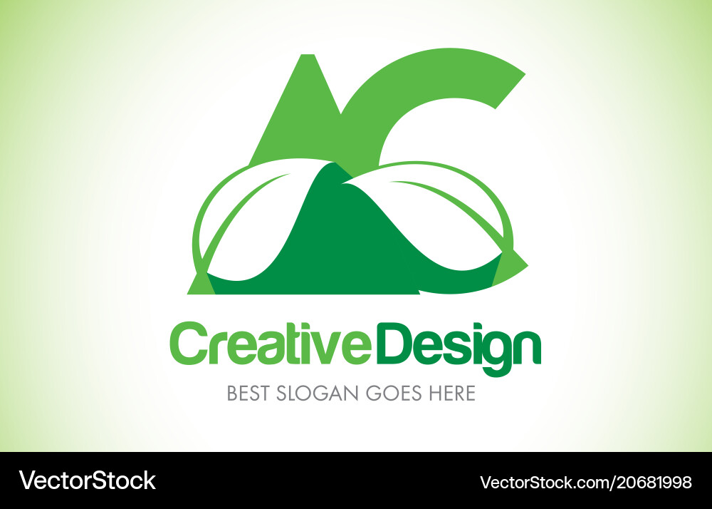 Ac green leaf letter design logo eco bio Vector Image