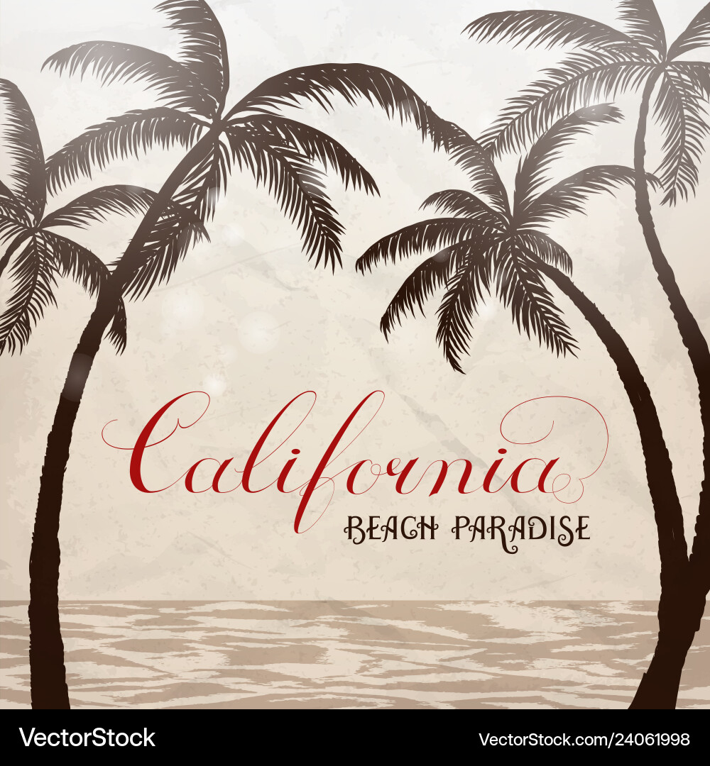 California lettering with palms background Vector Image
