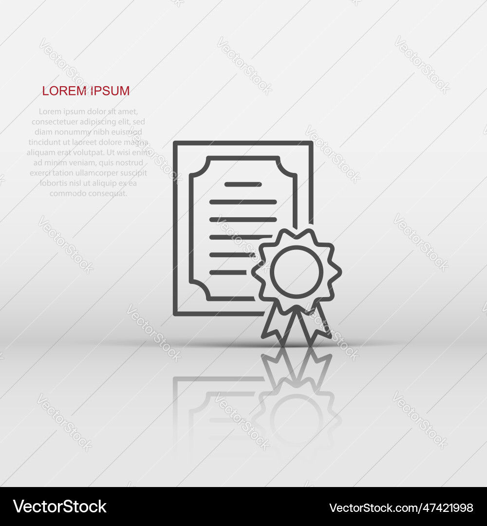 Certificate icon in flat style license badge Vector Image