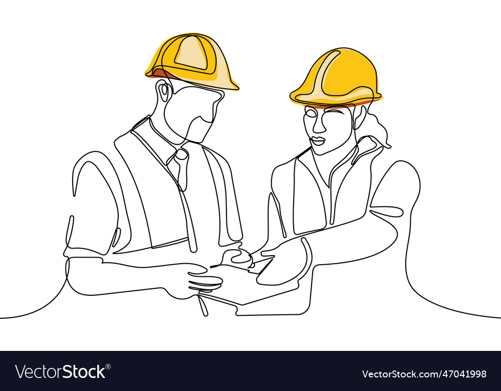 Construction manager and engineer working Vector Image