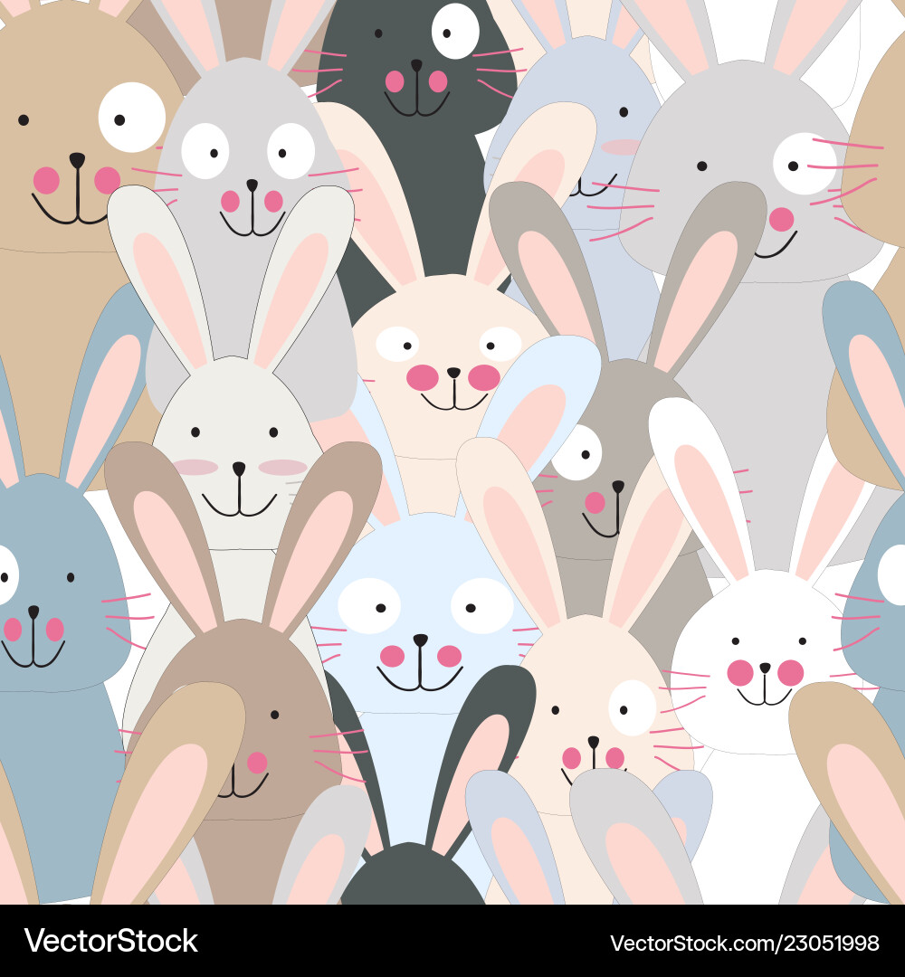 Cute baby colorful rabbit bunny seamless pattern Vector Image