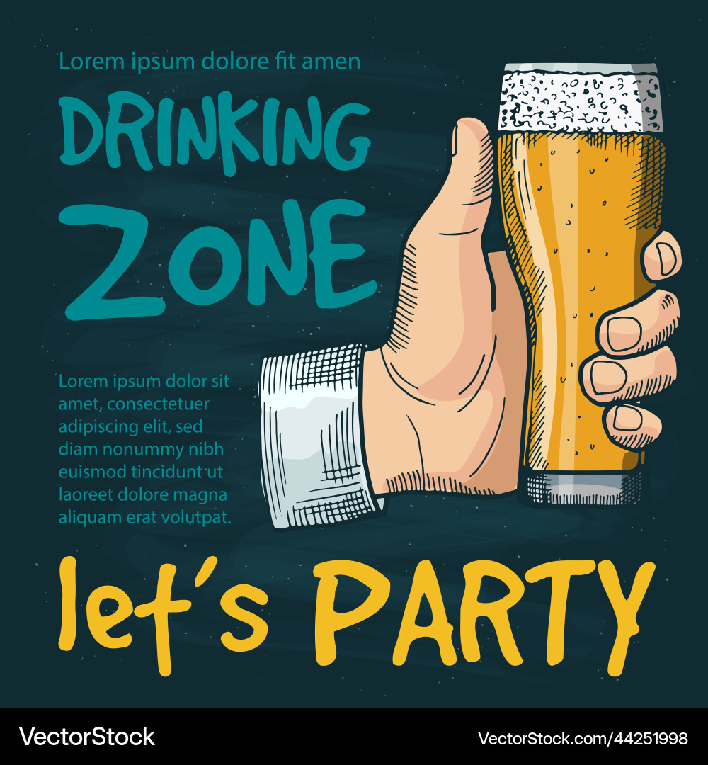Drink party poster placard invitation Royalty Free Vector