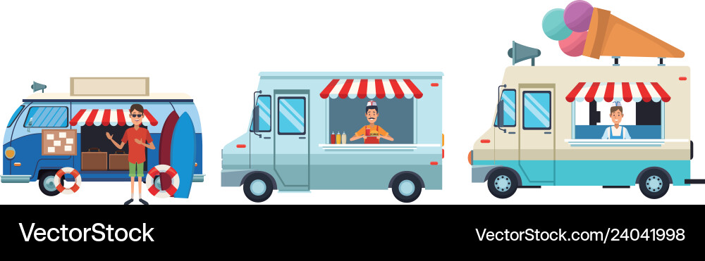 Food stands cartoon Royalty Free Vector Image - VectorStock