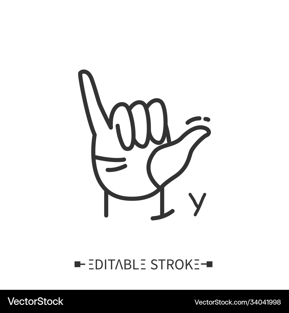 Hand gesture showing y letter line icon editable Vector Image