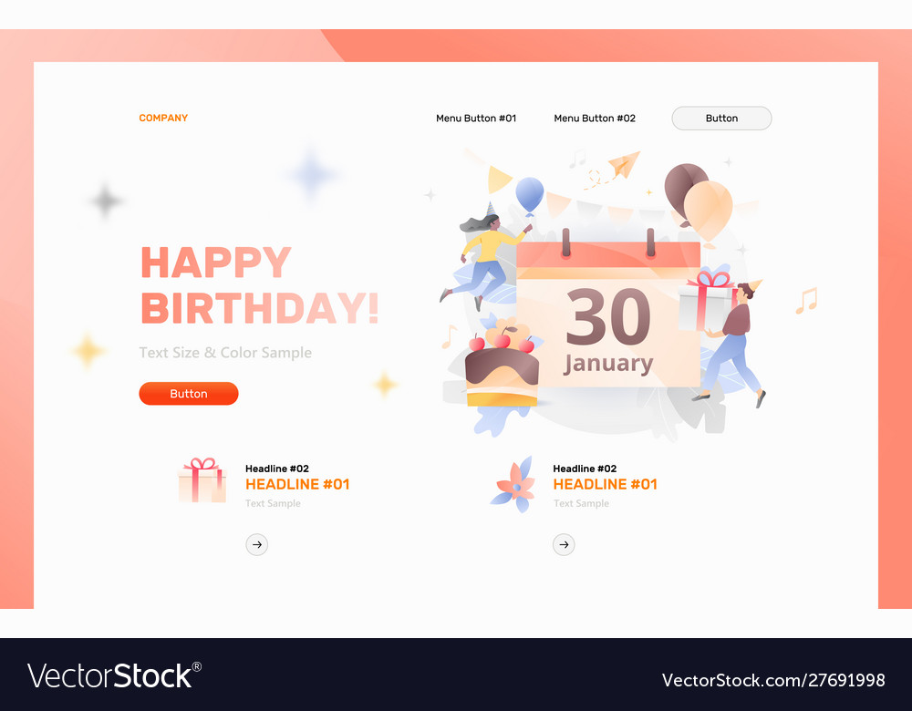 Happy Birthday Website Header Template Royalty Free Vector