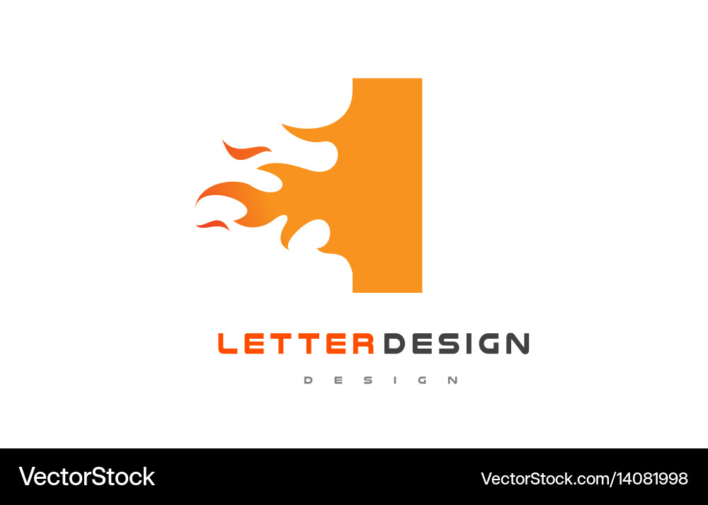 I letter flame logo design fire lettering Vector Image
