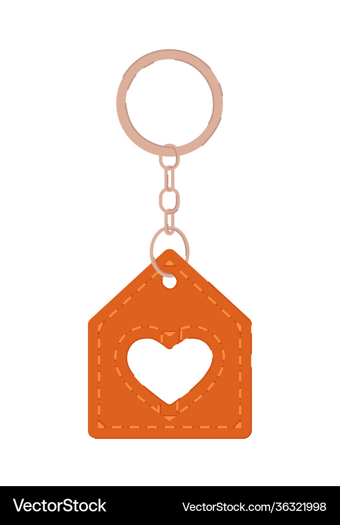 Keychain with leather pendant house locket Vector Image