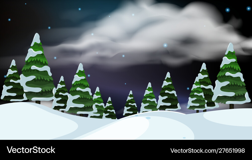 Landscape background design snow field at night Vector Image